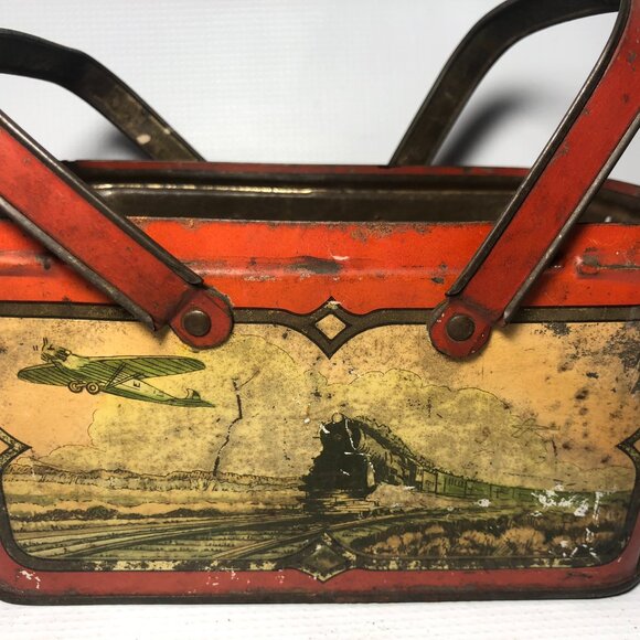 Storage & Organization | Vintage Tin Litho Lunch Box With Images Of ...